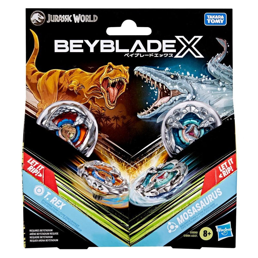 Beyblade X Jurassic World Collab T. Rex vs. Mosasaurus Multipack — Toy ...