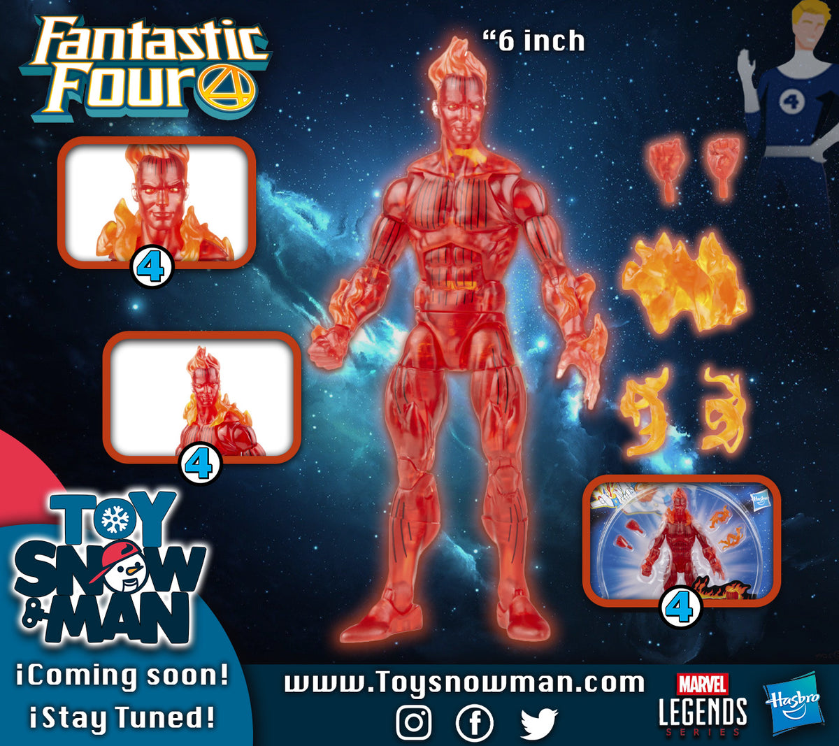 Hasbro Marvel Legends Series Retro Fantastic Four The Human Torch — Toy ...